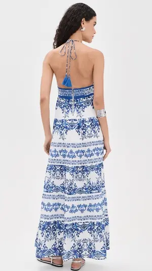 Alice + Olivia Karolina Smocked Waist Tiered Maxi Dress - Solstice