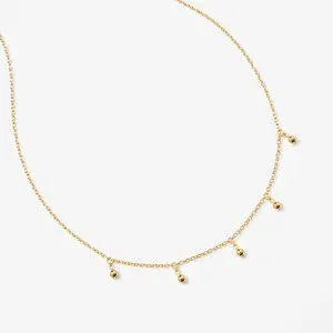 ELK & BLOOM Dainty 14k Beaded Drop Choker Necklace - Gold