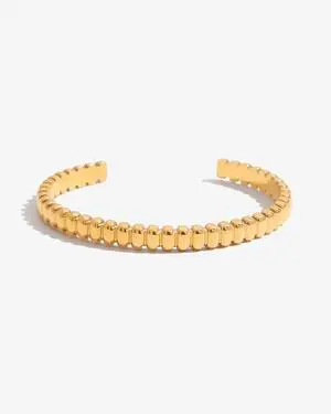 ELK & BLOOM Chunky Beaded Ribbed Band 14k Bangle - Gold