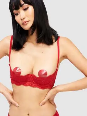 Frederick's Of Hollywood Tammie Open Cup Bra - Red