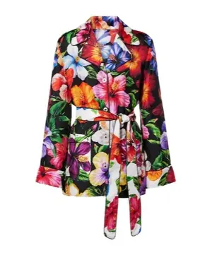 Dolce & Gabbana Floral Belted Silk Shirt