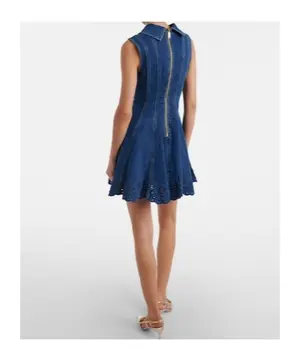 SELF-PORTRAIT Broderie Anglaise Denim Mini Dress