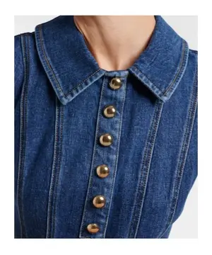 SELF-PORTRAIT Broderie Anglaise Denim Mini Dress