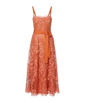 Elie Saab Embroidered Lace Cocktail Dress - Red