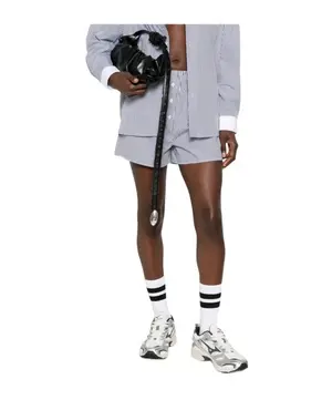 SPORTY  RICH Sporty & Rich Striped Button-fly Shorts - No