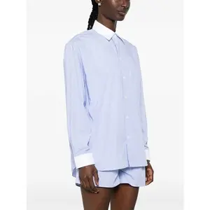 SPORTY  RICH Sporty & Rich Striped Button-down Shirt