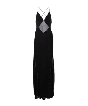 Staud Fleur Mesh-paneled Jersey Gown - Black