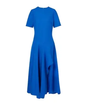 Oscar De La Renta Draped Wool-blend Midi Dress - Blue