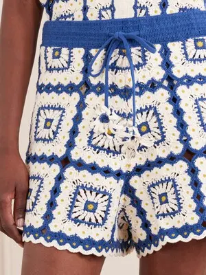 ALEMAIS Dolly Crocheted Cotton Shorts - Blue