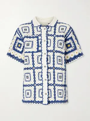 ALEMAIS Dolly Crochet Cotton Shirt - Blue