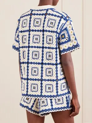 ALEMAIS Dolly Crochet Cotton Shirt - Blue
