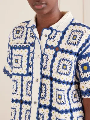 ALEMAIS Dolly Crochet Cotton Shirt - Blue