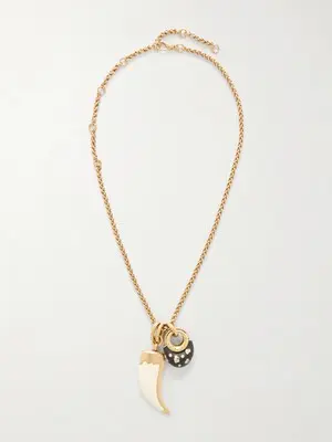 Maison Mayle Niki Horn Of Plenty' Gold-plated And Enamel Necklace - Multi