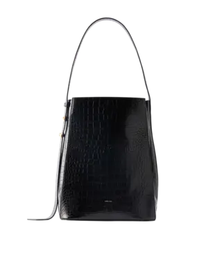 AMANU Somalia Croc-effect Leather Shoulder Bag - Black