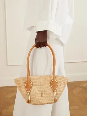 CHRISTIAN LOUBOUTIN Venus Embellished Raffia Tote - Neutrals