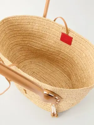 CHRISTIAN LOUBOUTIN Venus Embellished Raffia Tote - Neutrals