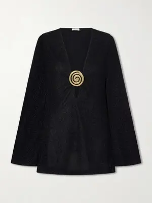 Oseree Lumière Spiral Embellished Lurex Mini Cover-up - Black