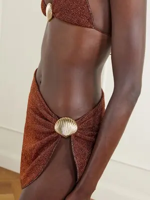 Oseree Lumière Metallic Embellished Lurex Pareo