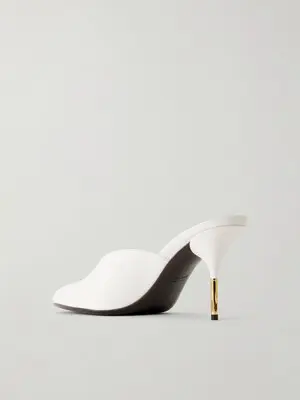 Versace Nyx Leather Mules With Metal Tip - White