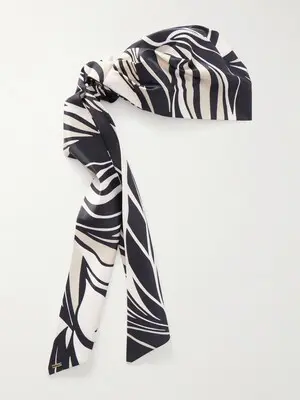 Eugenia Kim Gigi Wave Printed Satin Headscarf - Black