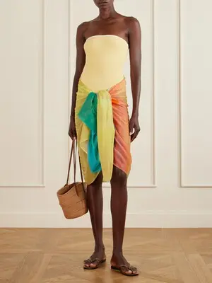 DONDE ESTEBAN Formentera Fringed Printed Cotton-blend Pareo - Yellow
