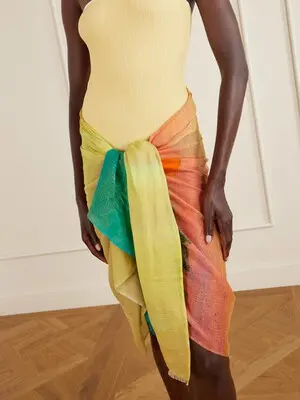 DONDE ESTEBAN Formentera Fringed Printed Cotton-blend Pareo - Yellow