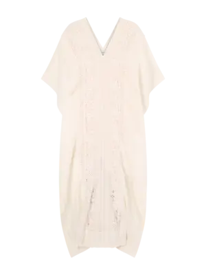 Miguelina Brea Floral-embroidered Linen Coverup - Neutrals