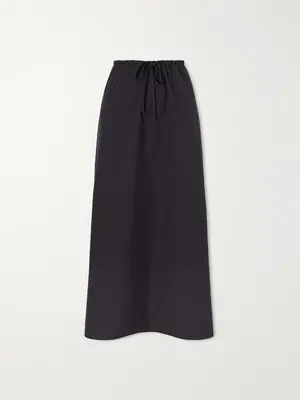 Matteau Matteau Organic Cotton-Poplin Drawstring Midi Skirt Black