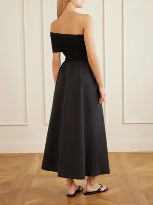 Matteau Organic Cotton-poplin Drawstring Midi Skirt - Black