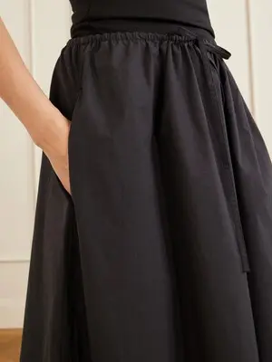 Matteau Organic Cotton-poplin Drawstring Midi Skirt - Black