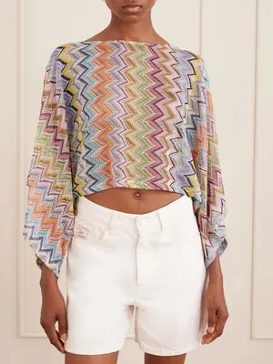 Missoni Striped Metallic Crochet-knit Cropped Top