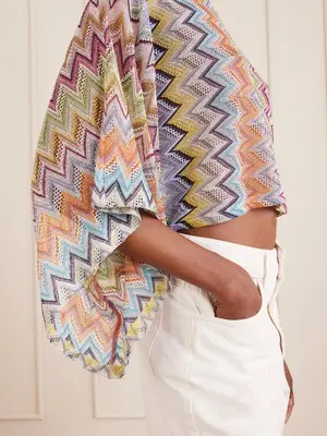 Missoni Striped Metallic Crochet-knit Cropped Top