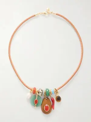 ROXANNE ASSOULIN The Leather Stone Gold-tone" Necklace - Multi