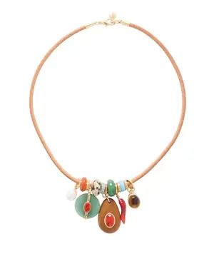 ROXANNE ASSOULIN The Leather Stone Gold-tone" Necklace - Multi