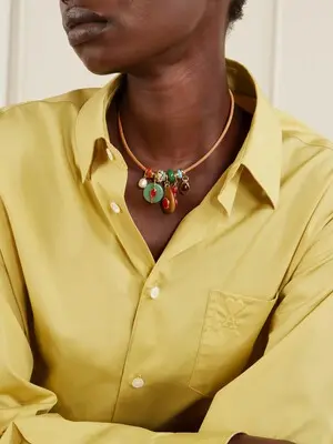 ROXANNE ASSOULIN The Leather Stone Gold-tone" Necklace