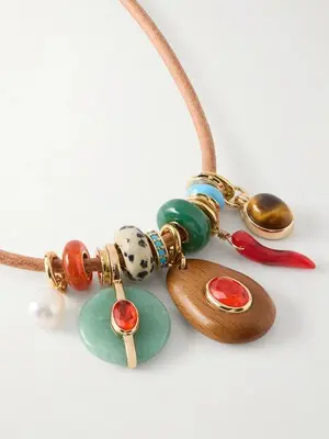 ROXANNE ASSOULIN The Leather Stone Gold-tone" Necklace