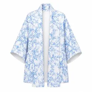 LUMINA ELIGMA The Duality Linen Reversible Jacket White Pattern - Blue