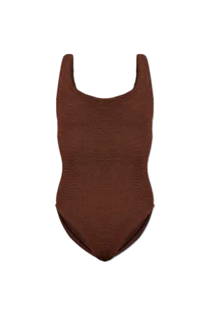 Hunza G Square Neck One-piece Swimsuit - Brown