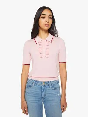 MOTHER The S/s Ruffle Raquette Polo Shirt - Red