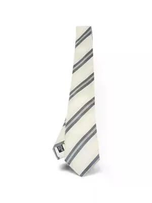 Giorgio Armani Silk Diagonal Stripe Neck Tie - Neutrals