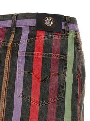 Versace Striped Denim Mini Skirt - Multicolor
