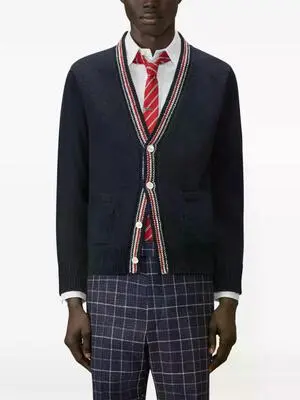 Thom Browne Hector Intarsia-knit Donegal Cardigan - Blue