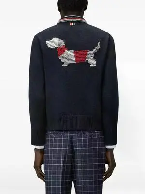 Thom Browne Hector Intarsia-knit Donegal Cardigan - Blue