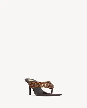 Saint Laurent Zina Wooden Beaded Sandals