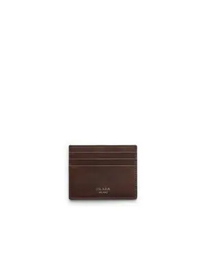 Prada Leather Card Holder - Brown