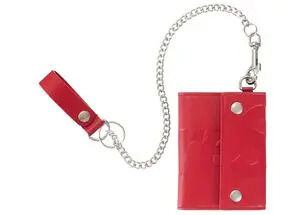 Supreme Leather Chain Wallet - Red