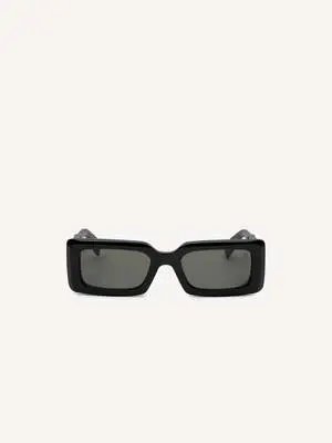 Balmain Rectangle Sunglasses With Gold Anthem Buckle - Black