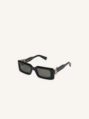 Balmain Rectangle Sunglasses With Gold Anthem Buckle - Black