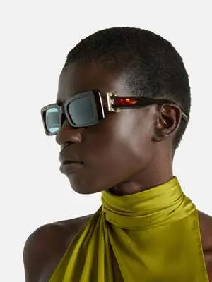 Balmain Rectangle Sunglasses With Gold Anthem Buckle - Brown