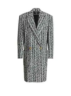 Balmain Long Two-tone Tweed Coat